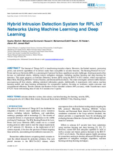 Hybrid Intrusion Detection System for RPL IoT Networks Using Machine Learning and Deep Learning ...